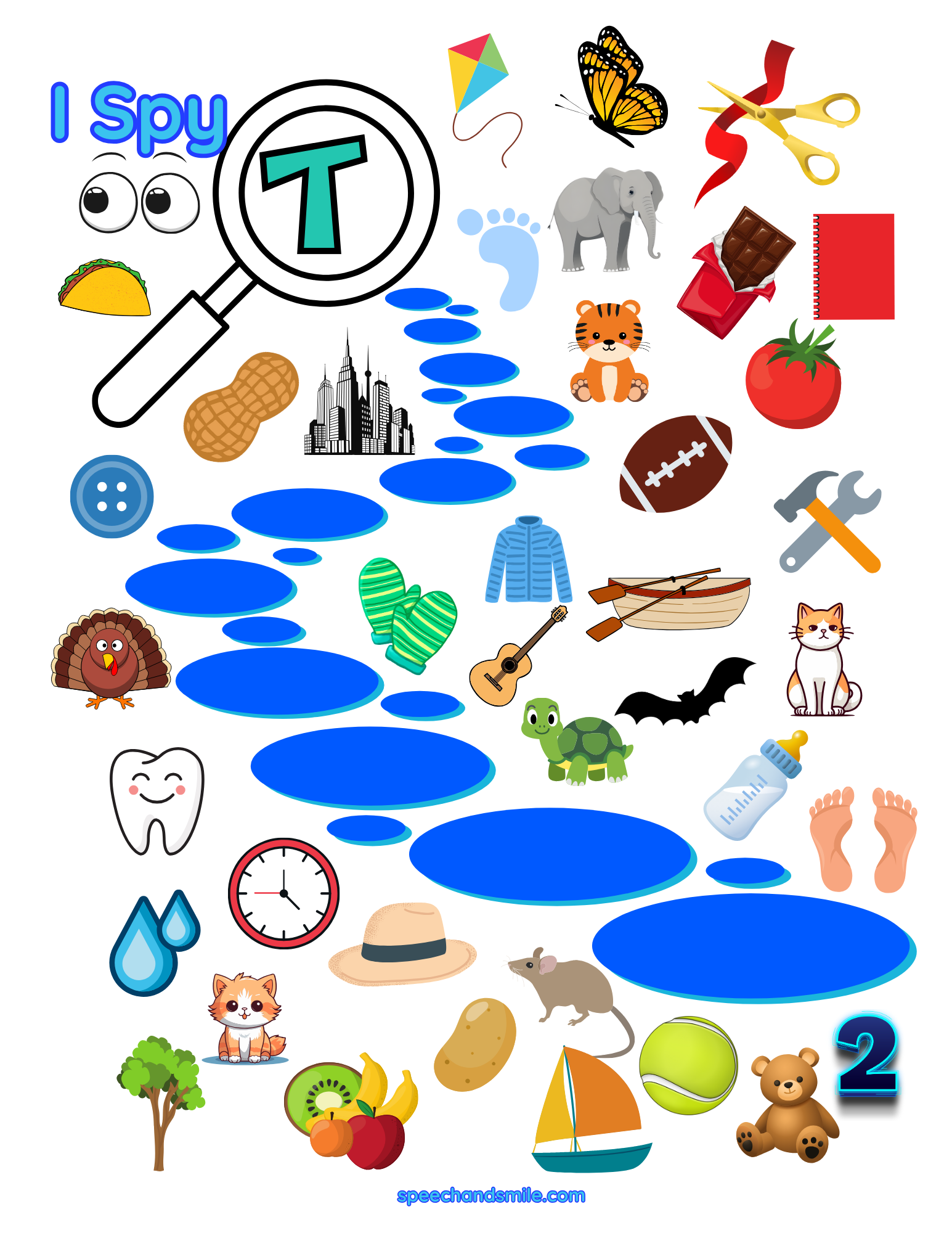 Speech Therapy I Spy T Sound Worksheet I Spy Activity Letter T Printab ...