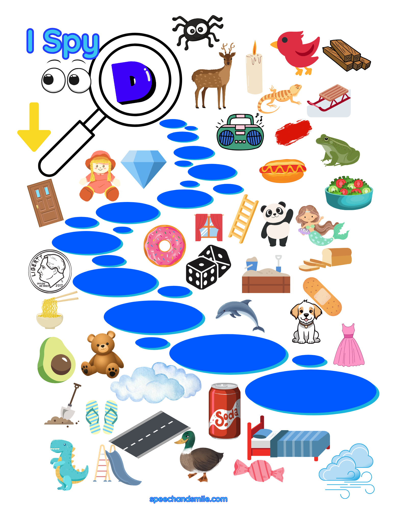 Speech Therapy I Spy D Sound Worksheet I Spy Activity Letter D Printab ...