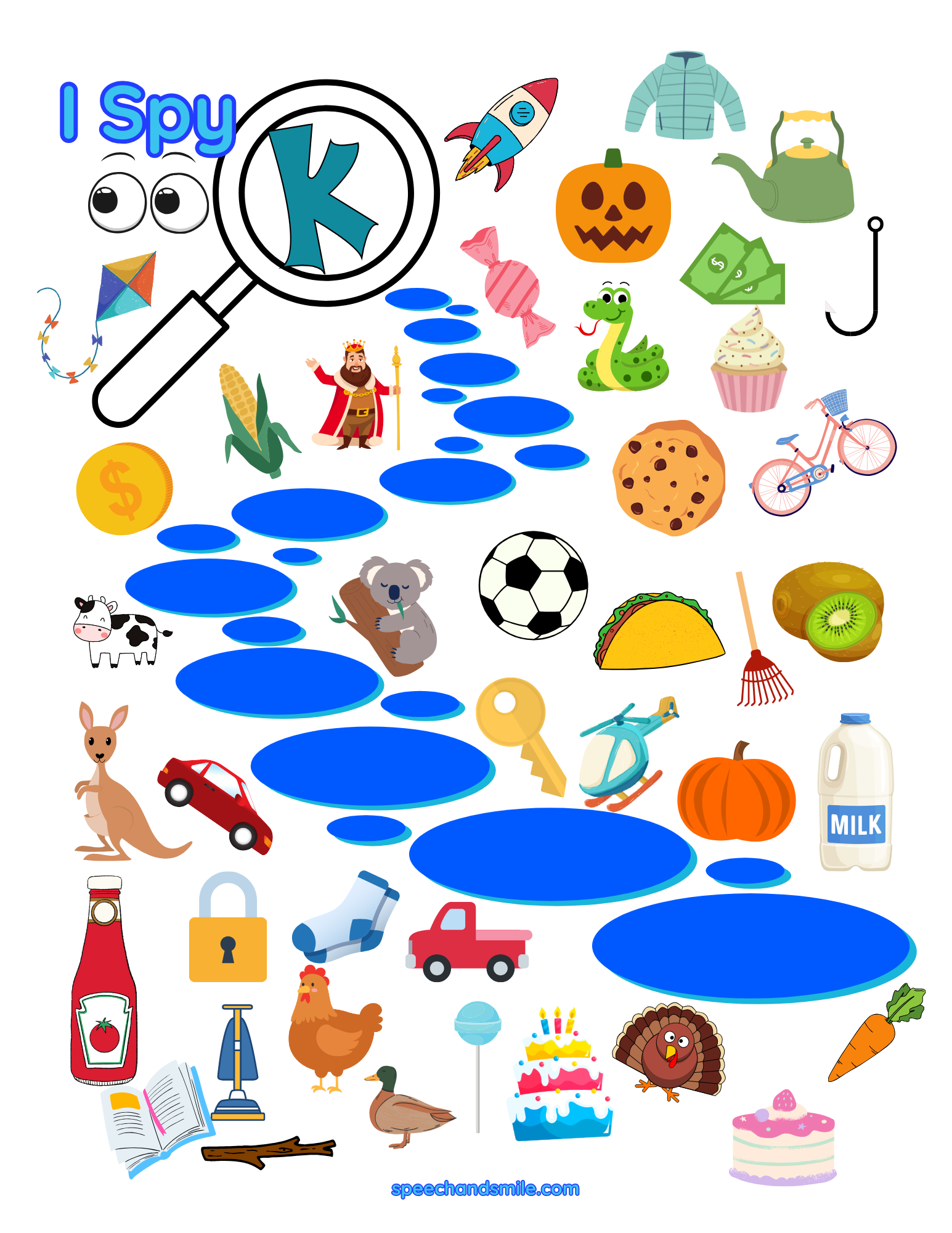 Speech Therapy I Spy K Sound Worksheet I Spy Activity Letter K Printab ...