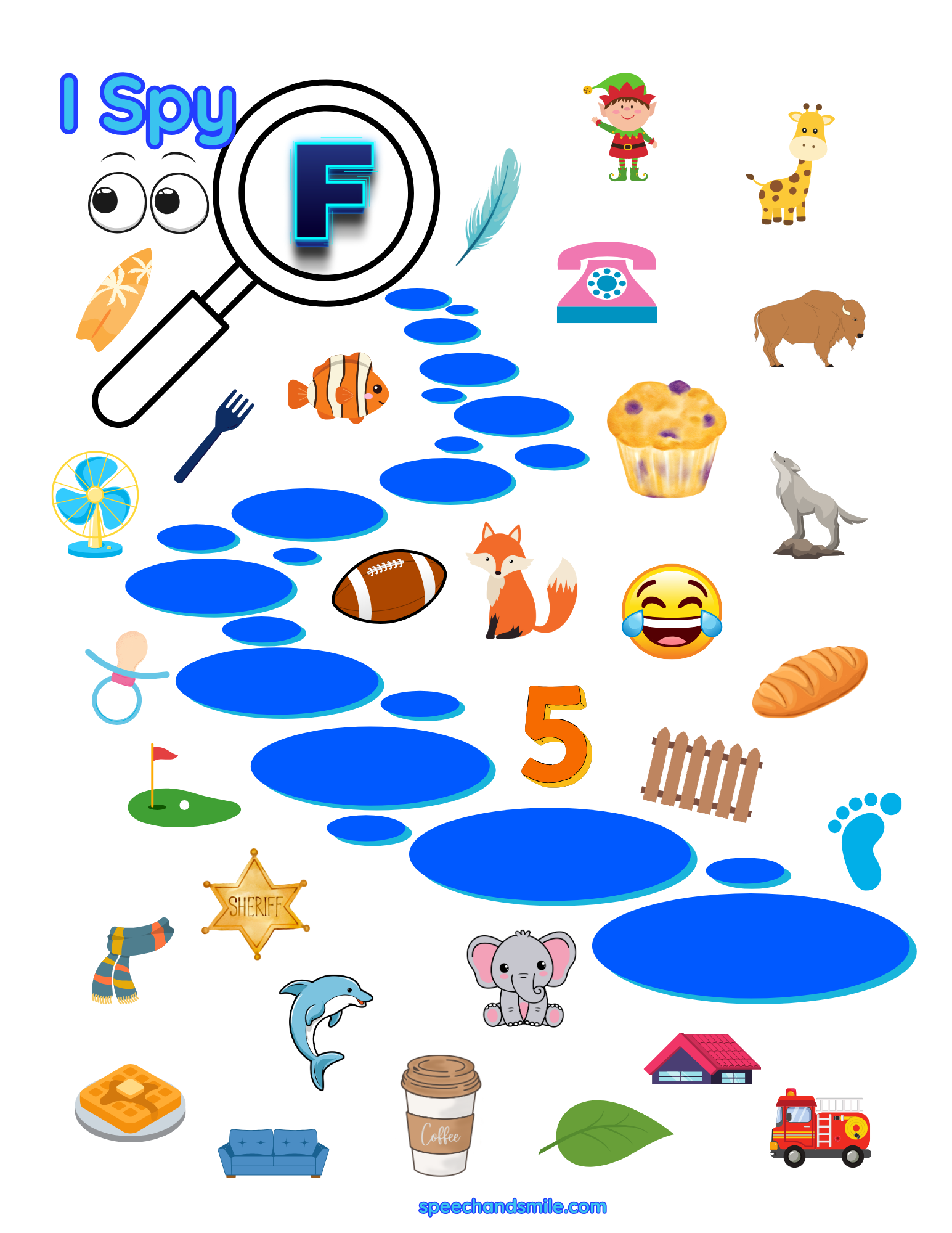 Speech Therapy I Spy F Sound Worksheet I Spy Activity Letter F Printab ...