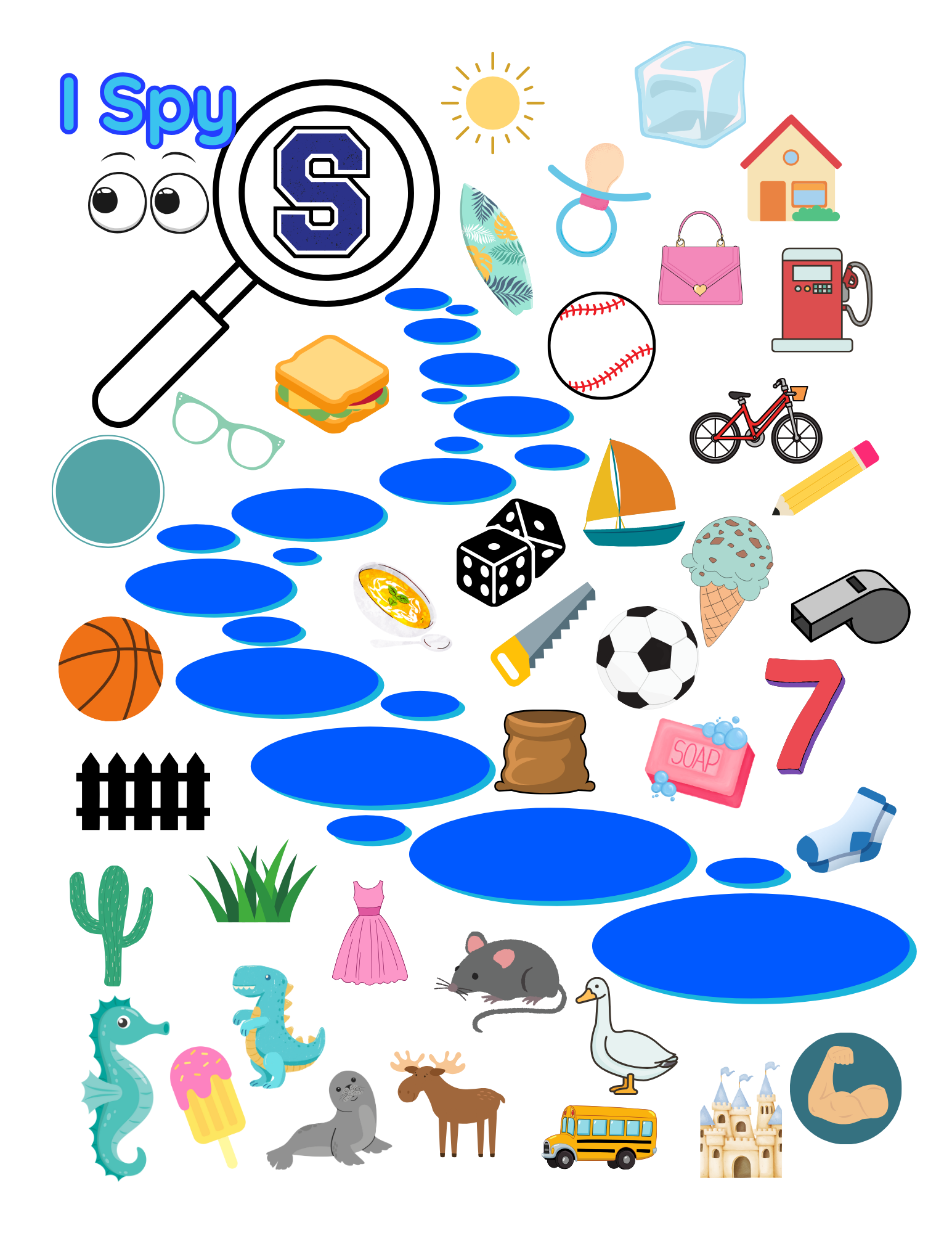 Speech Therapy I Spy S Sound Worksheet I Spy Activity Letter S Printab ...