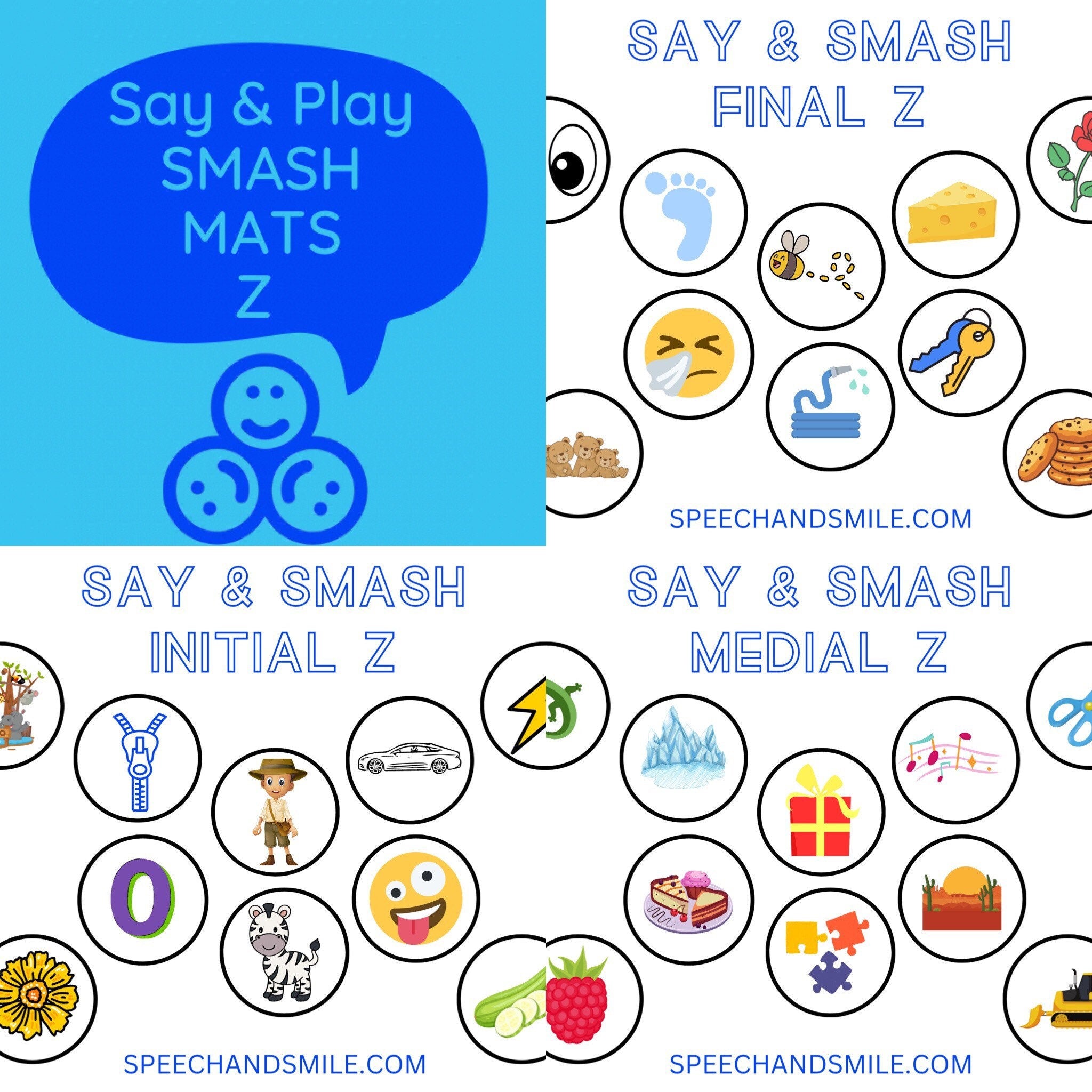 Z Sound Smash Mat for Play Dough-Printable Speech Therapy Materials-Sp ...