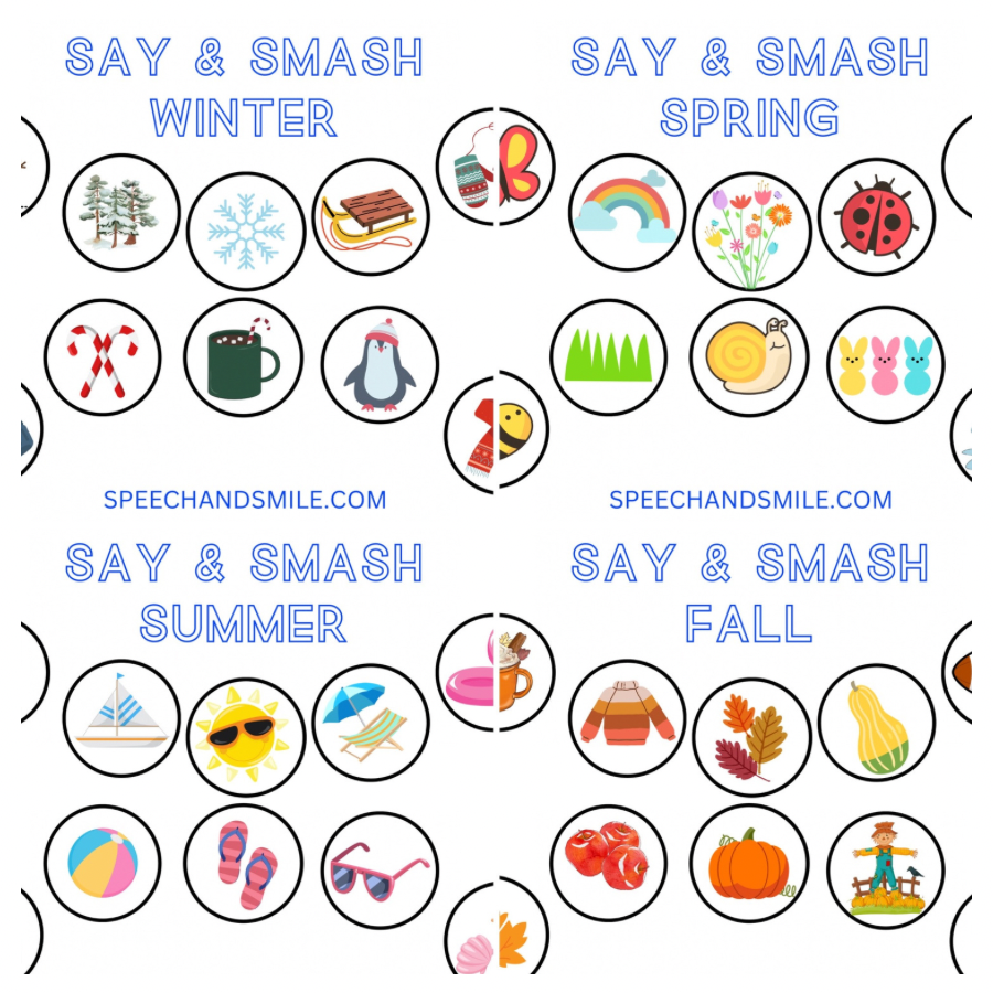 SEASONS Printable Smash Mats for Playdough All Four Seasons Activity T ...