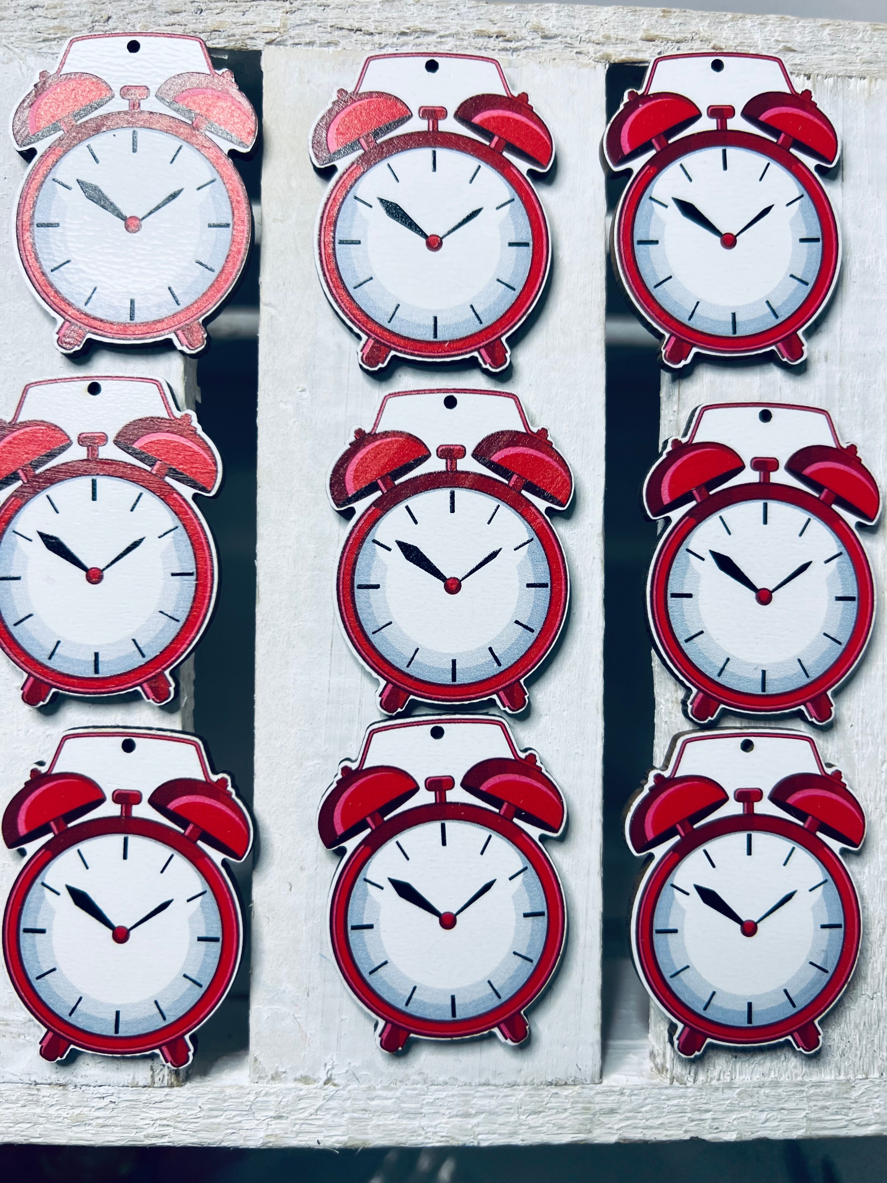 Miniature Clock Object Printed on Wood Cut Clock Trinkets Mini Objects ...