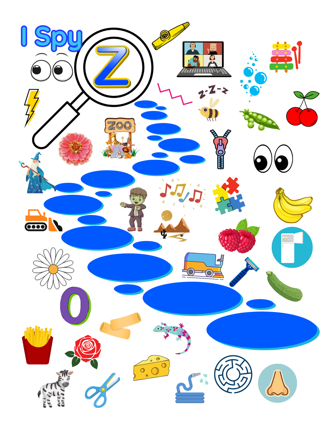 Speech Therapy I Spy Z Sound Worksheet I Spy Activity Letter Z Printab ...