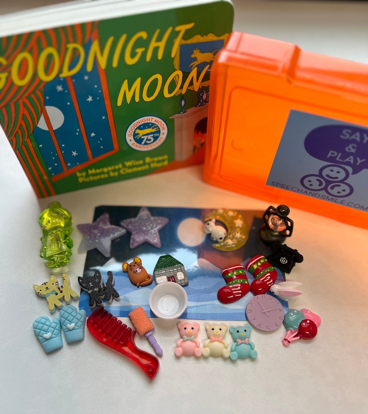 Story Kit-Good Night Moon Story Props-Speech Therapy Mini Objects-Mini ...