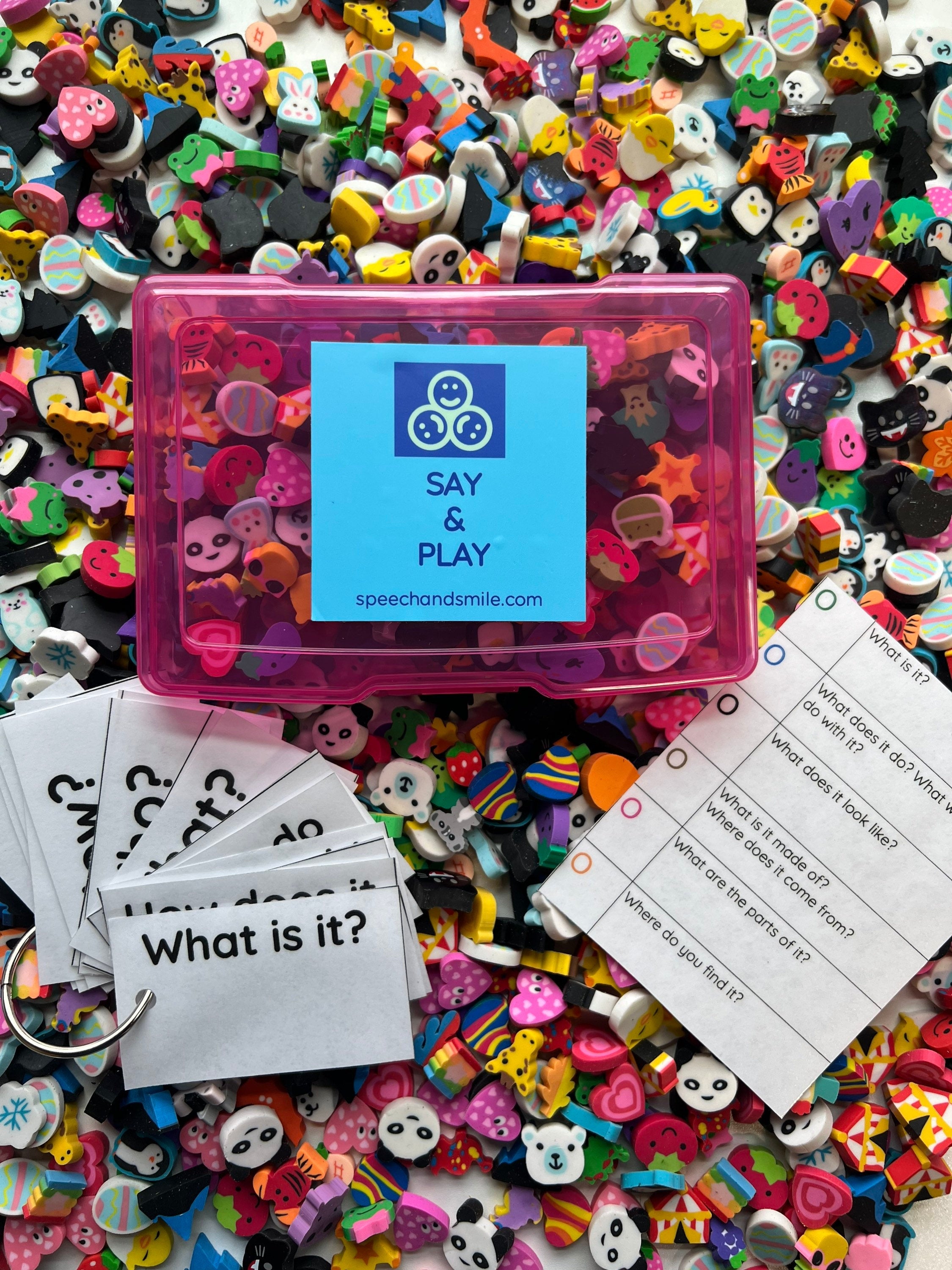 Language Task Box DESCRIBING with Mini Erasers -Speech Therapy Activit ...