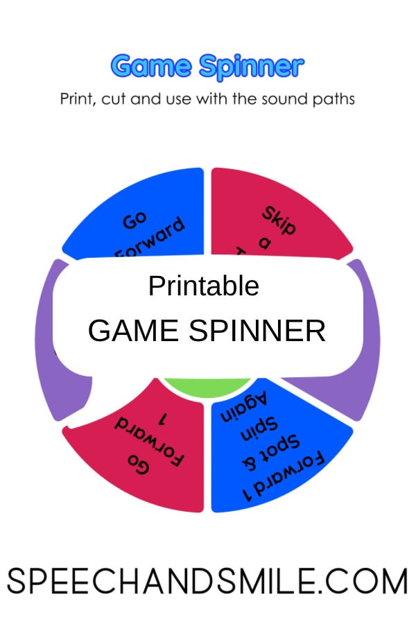 Game Spinner Printable Game Pieces - Speech Therapy Printable Activiti ...